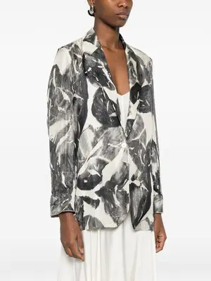 ALYSI Printed Single-breasted Jacket - Black
