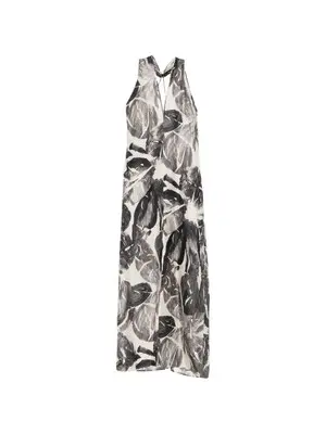 ALYSI Printed Silk Maxi Dress - Black
