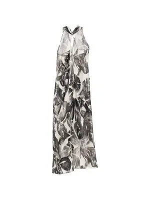 ALYSI Printed Silk Maxi Dress - Black