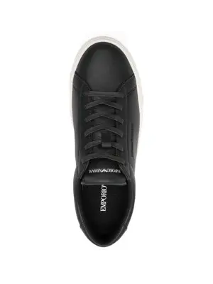 Emporio Armani Leather Sneakers - Black