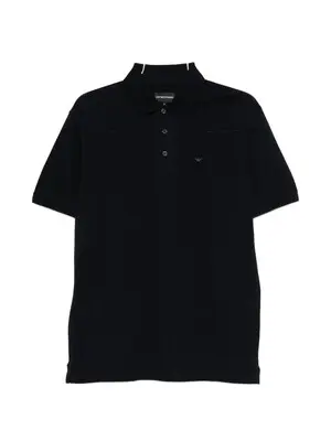 Emporio Armani Logo Cotton Polo Shirt - Blue