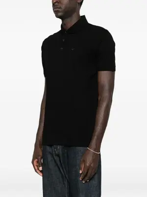Emporio Armani Logo Cotton Polo Shirt - Black