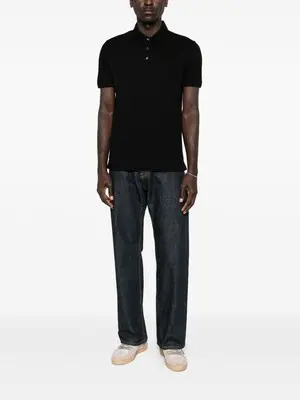 Emporio Armani Logo Cotton Polo Shirt - Black