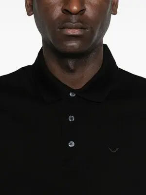 Emporio Armani Logo Cotton Polo Shirt - Black