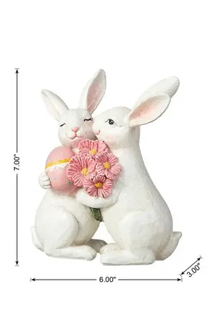 GLITZHOME 7"h Easter Loving Bunny Resin Table Decor