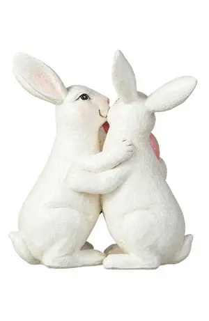 GLITZHOME 7"h Easter Loving Bunny Resin Table Decor