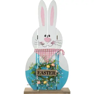 GLITZHOME 30"h Easter Wooden Bunny Porch Decor - White