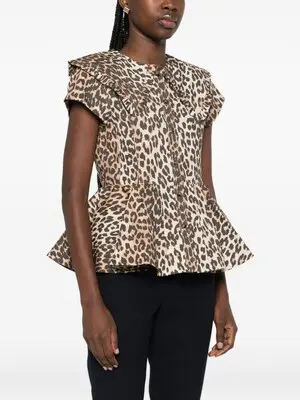 GANNI Organic Cotton Leopard Print Shirt - Multi