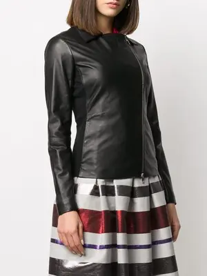Emporio Armani Leather Biker Jacket - Black