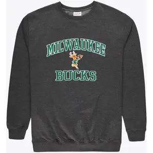 Mitchell & Ness Milwaukee Bucks Hardwood Classics Big & Tall Crewneck Sweatshirt - Heather Charcoal