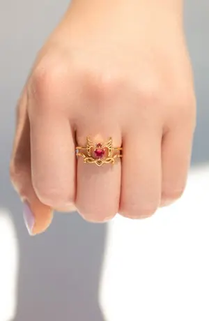 GIRLS CREW Scarlet Witch Ring Set - Gold/scarlet