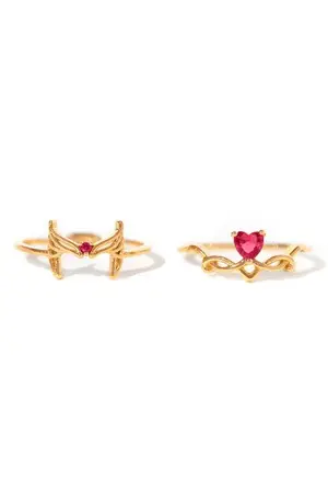 GIRLS CREW Scarlet Witch Ring Set - Gold/scarlet