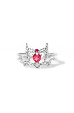GIRLS CREW Scarlet Witch Ring Set Silver/scarlet