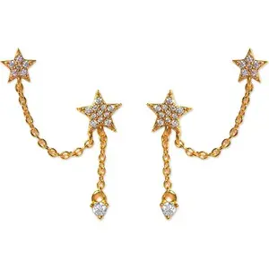 GIRLS CREW Stellar Connection Double Piercing Drop Earrings - Gold