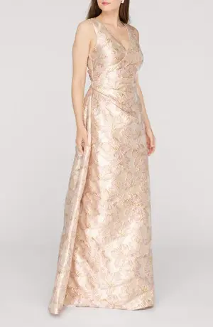 Js Collections Deborah A-line Jacquard Gown