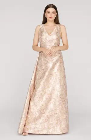 Js Collections Deborah A-line Jacquard Gown