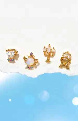 GIRLS CREW Disney Be Our Guest Stud Earrings Set - Gold
