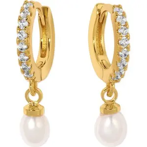 GIRLS CREW By The Seaside Pearl Huggie Hoop Earrings - Gold