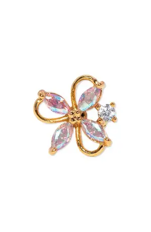GIRLS CREW Crystal Gardenia Piercing Stud Earring - Gold