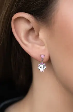 GIRLS CREW Disney Aristocats Marie Dangle Earrings - Silver