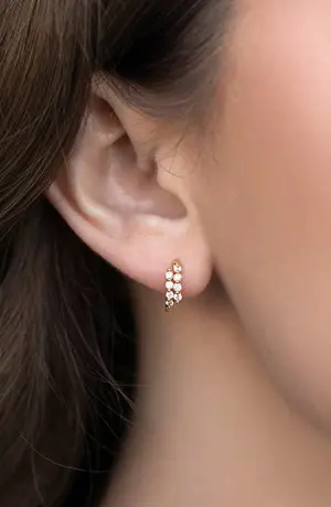 GIRLS CREW Mirrorball Cubic Zirconia Huggie Hoop Earrings