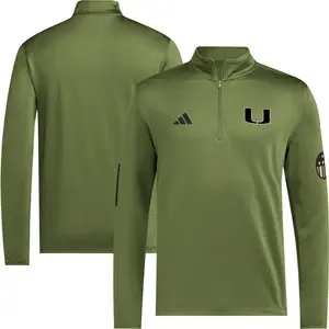Adidas Miami Hurricanes Half-zip Golf Jacket - Green