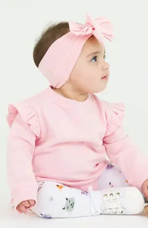 RUFFLEBUTTS Cotton Sweatshirt Bubble Romper