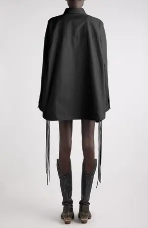 Balenciaga Oversized Cotton Gabardine Shirt With Lace-up Detail