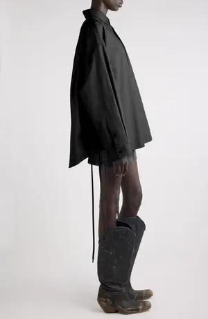 Balenciaga Oversized Cotton Gabardine Shirt With Lace-up Detail