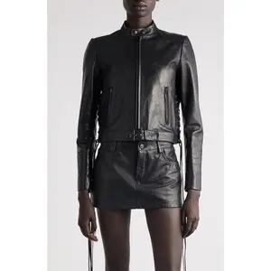 Balenciaga Lace-up Leather Biker Jacket