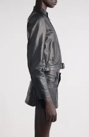 Balenciaga Lace-up Leather Biker Jacket