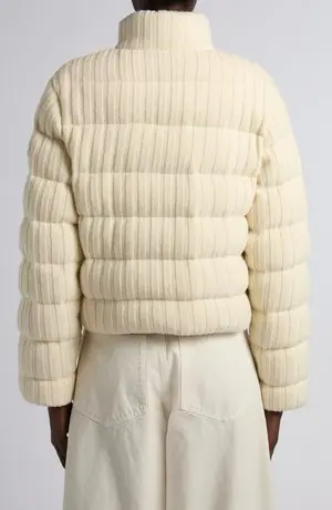 Moncler Rib Quilted Wool & Cashmere Down Puffer Cardigan