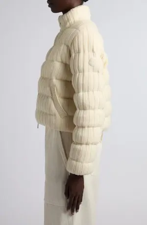 Moncler Rib Quilted Wool & Cashmere Down Puffer Cardigan
