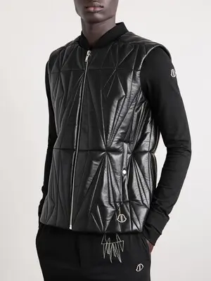 Rick Owens Logo-appliquéd Quilted Leather Gilet