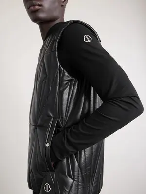 Rick Owens Logo-appliquéd Quilted Leather Gilet