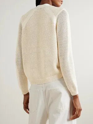 Max Mara Open-knit Silk-blend Cardigan - Neutrals