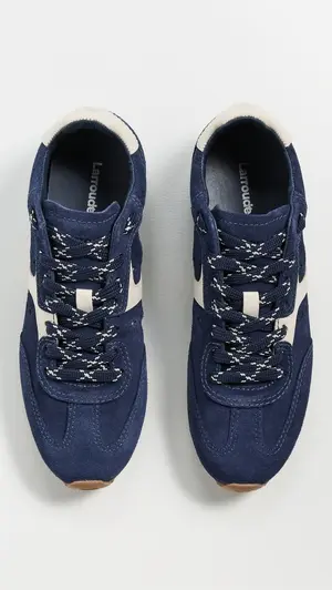 Larroude Stella Sneakers - Navy Suede/ivory Leather