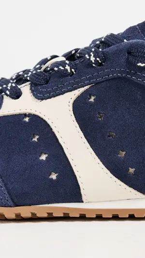 Larroude Stella Sneakers - Navy Suede/ivory Leather