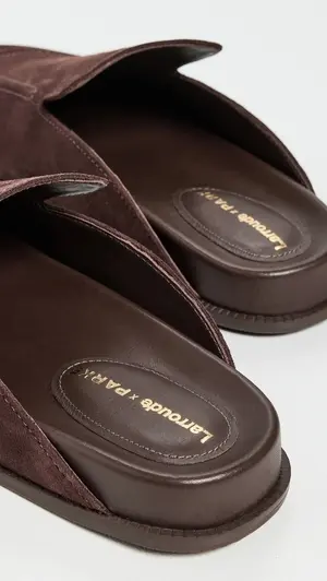 Larroude X Parke Clogs - Heavy Suede Brown