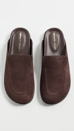 Larroude X Parke Clogs - Heavy Suede Brown