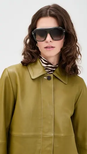 TOM FORD Rhonda Square Frame Sunglasses - Shiny Transparent Sage