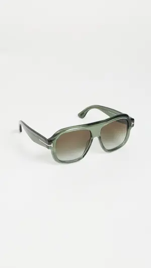 TOM FORD Rhonda Square Frame Sunglasses - Shiny Transparent Sage