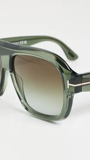 TOM FORD Rhonda Square Frame Sunglasses - Shiny Transparent Sage