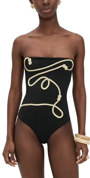 Johanna Ortiz Palmy Textured One-piece Swimsuit - Black
