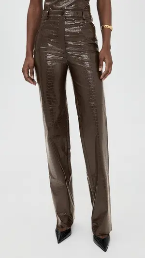 CULTNAKED Embossed Crocodile Print Pants - Brown Croc
