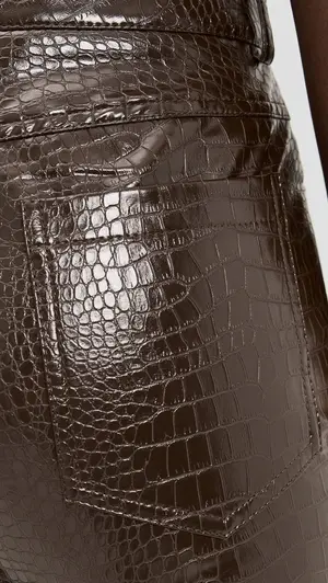 CULTNAKED Embossed Crocodile Print Pants - Brown Croc