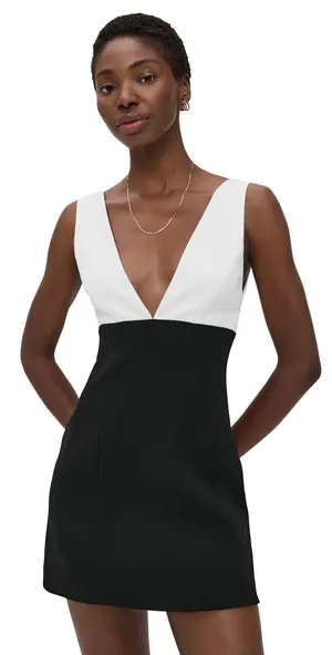 Alice + Olivia Mandy Mini Dress - Black/off White