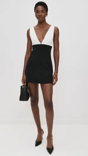 Alice + Olivia Mandy Mini Dress - Black/off White
