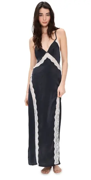 Free People Maxi Slip Dress - Black Combo