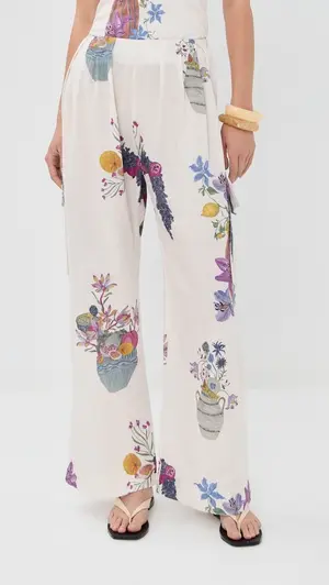 ISLA & WHITE Olivine Fruit And Floral Print Pants